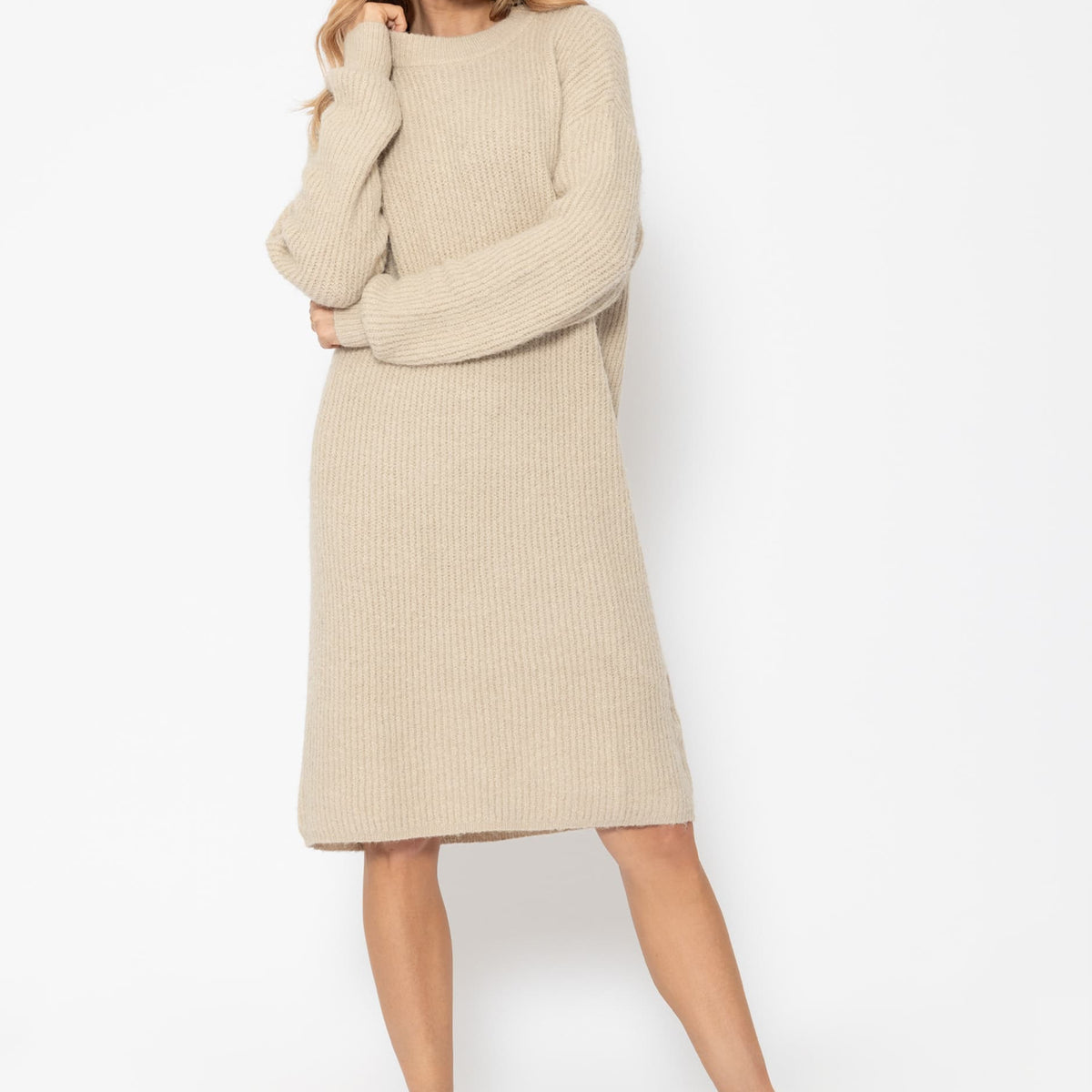 Ribbed knit dress - beige – SASSYCLASSY