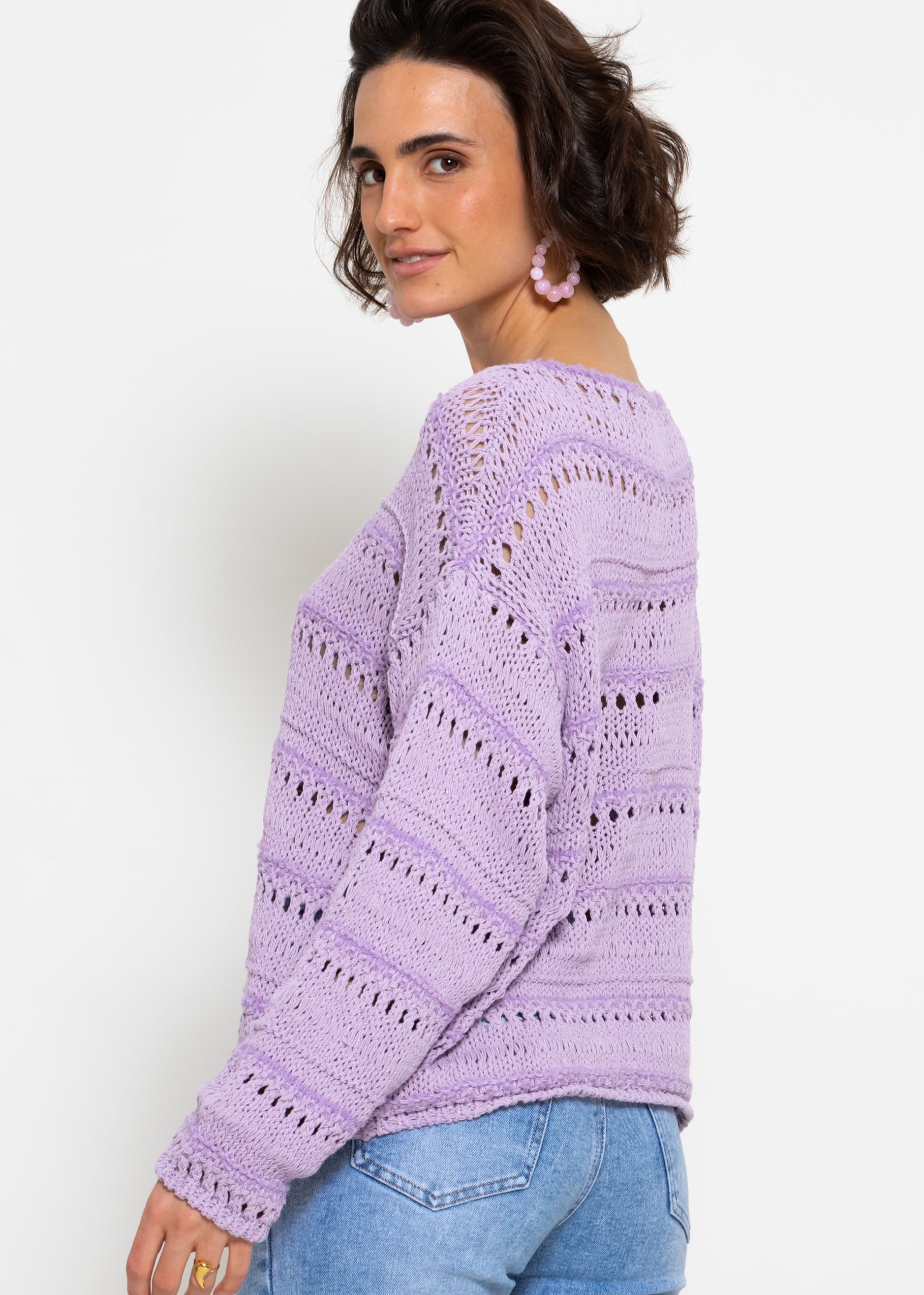 Sweater with openwork pattern - purple-violet – SASSYCLASSY