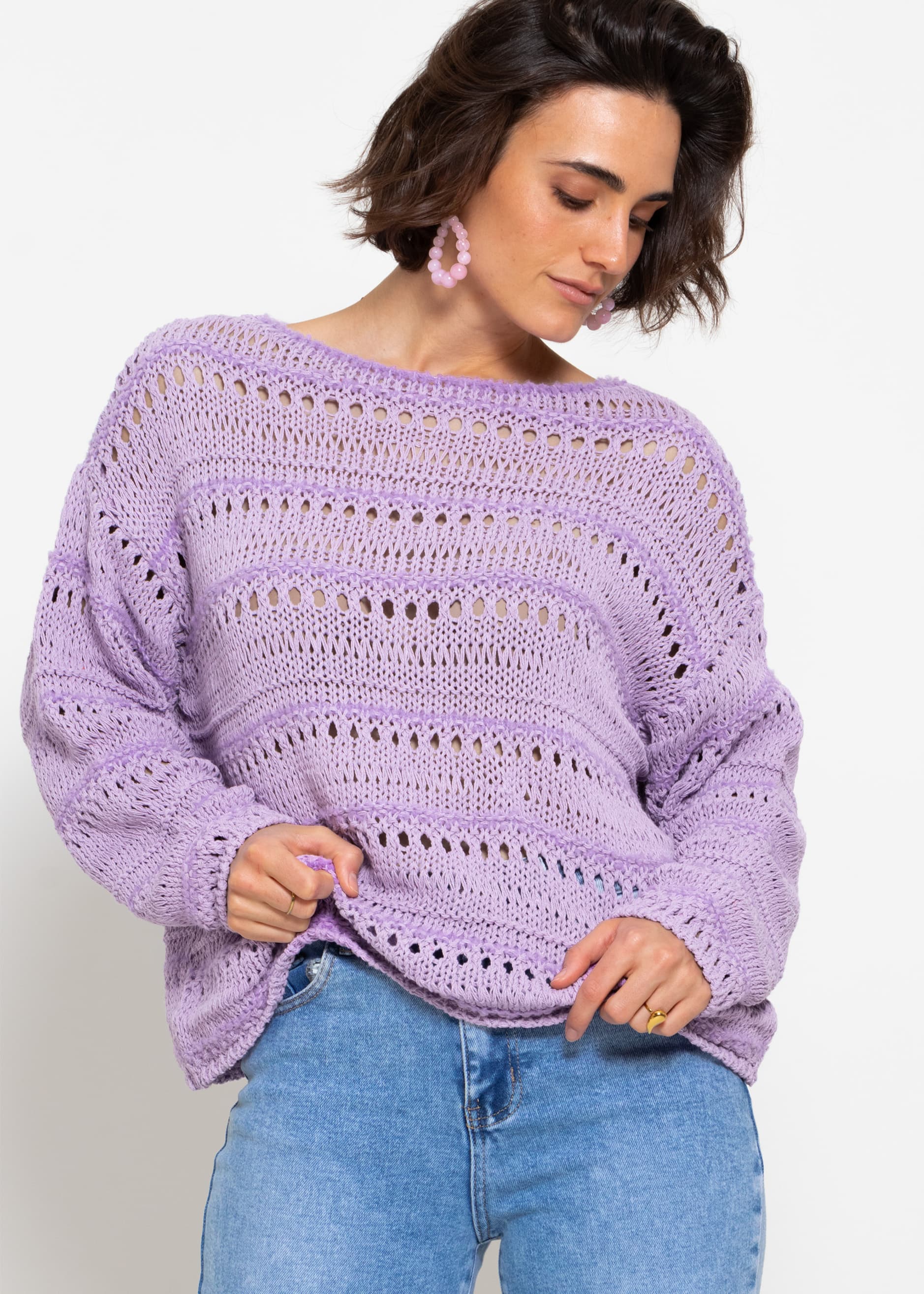 Sweater with openwork pattern - purple-violet – SASSYCLASSY